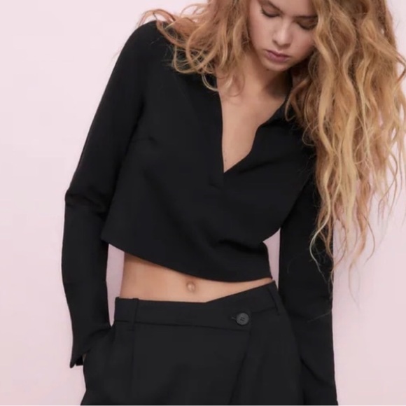 Zara | Tops | Zara Long Sleeve Crop Top | Poshmark